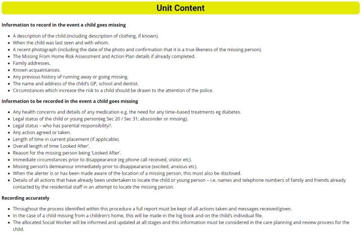 Accurate Recording – Children and Young Persons Care Setting - Keys To ...